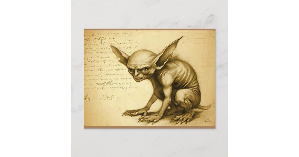 boggart scientific sketch of fantastic creatures postcard | Zazzle