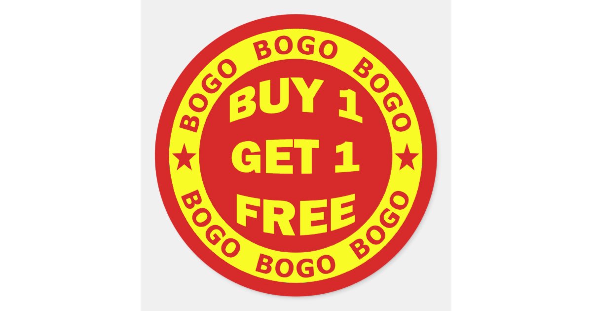 BOGO BUY ONE GET ONE FREE CLASSIC ROUND STICKER | Zazzle