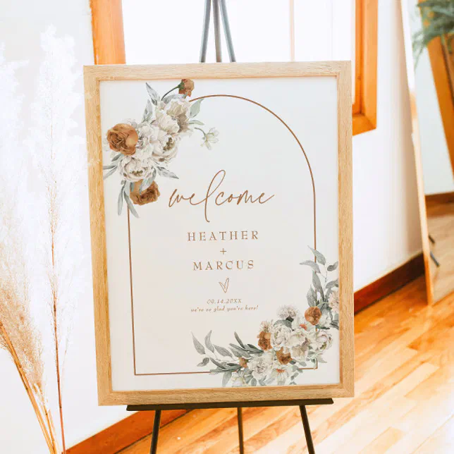 BOHEME Terracotta Floral Boho Baby Shower Welcome Poster | Zazzle