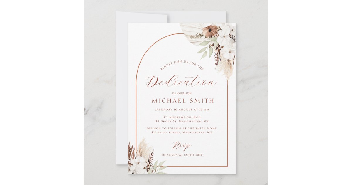 bohemian arch modern dedication invitation | Zazzle