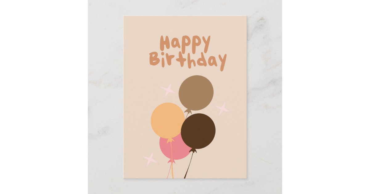 Bohemian Balloons Happy Birthday Hand Lettering Postcard | Zazzle