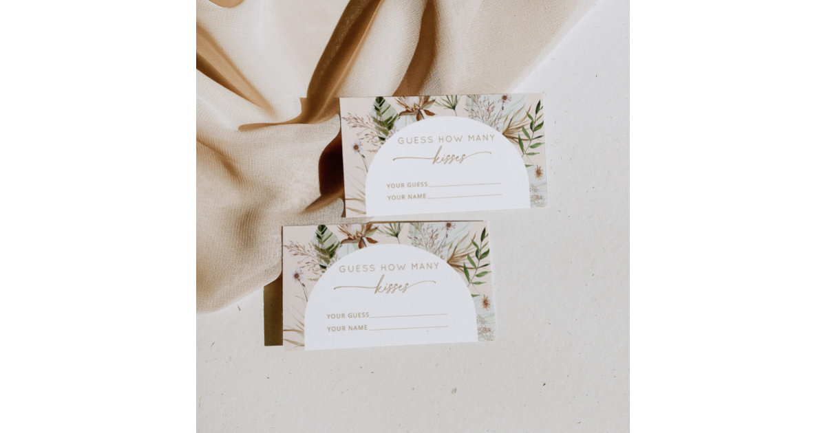 Bohemian beach guess how many kisses bridal game enclosure card | Zazzle