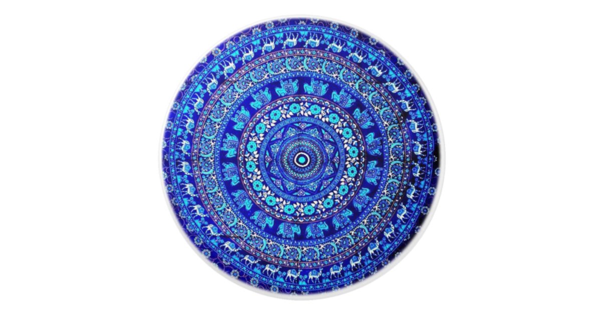 Bohemian blue door knob | Zazzle