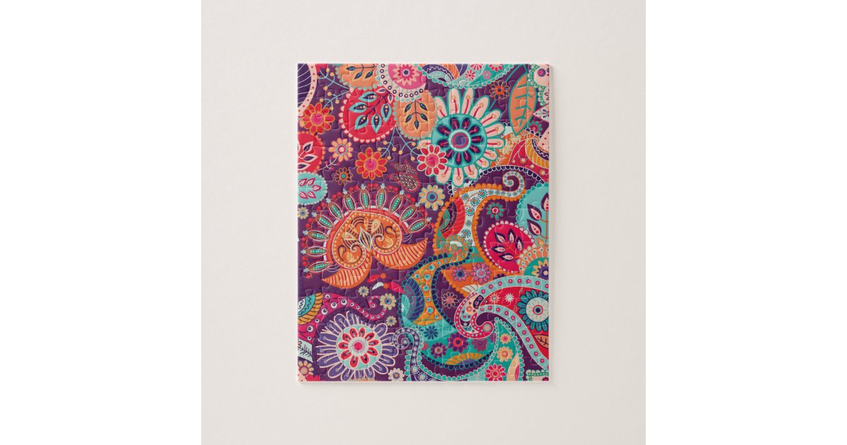 Bohemian Boho MOD Hippy Chic Flower Pattern Jigsaw Puzzle | Zazzle