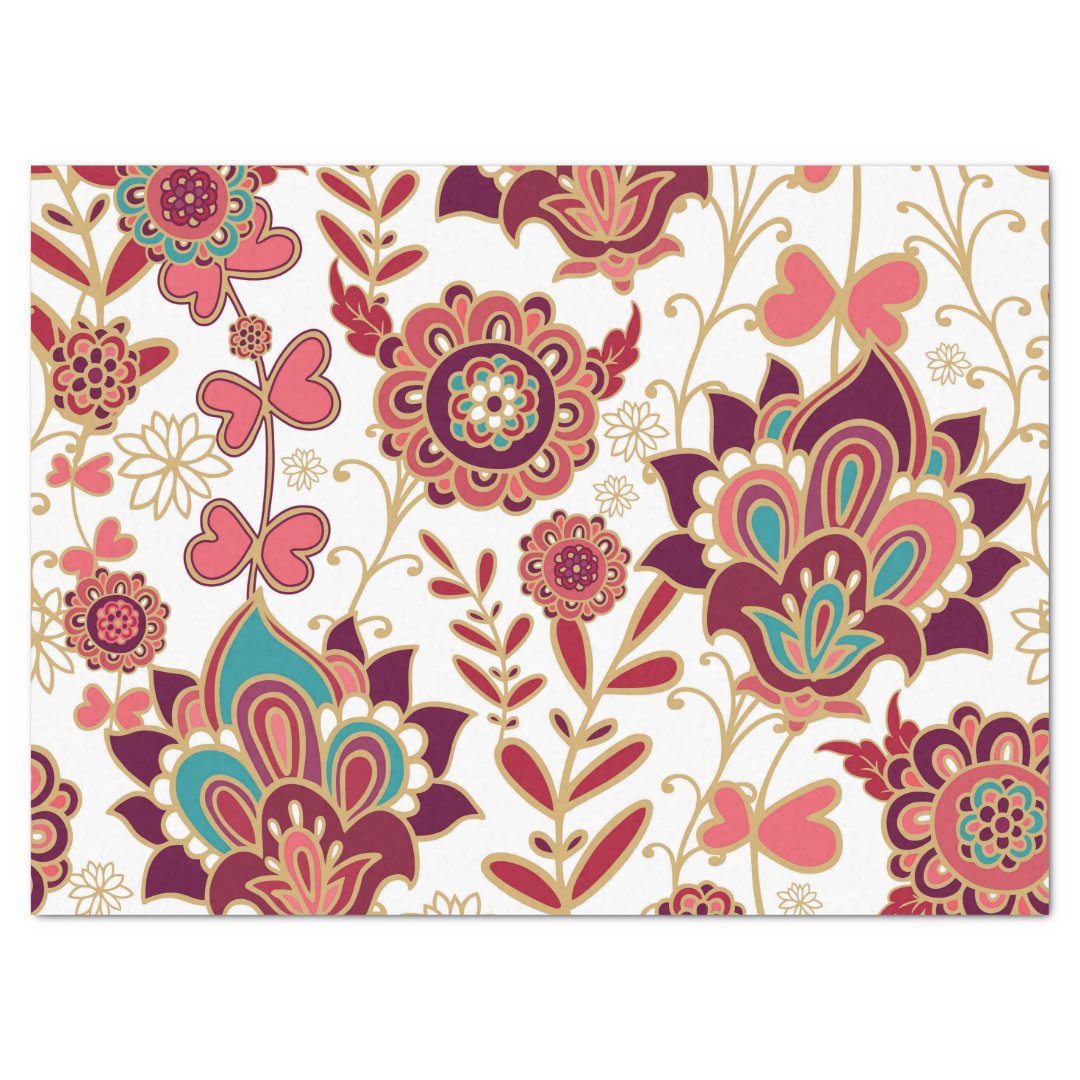 Bohemian Boho MOD Hippy Chic Flower Pattern Tissue Paper | Zazzle