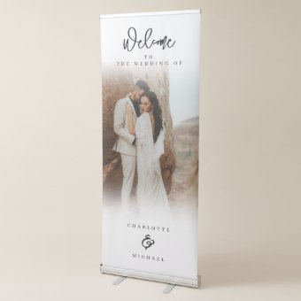Bohemian Calligraphy Wedding Welcome Retractable Banner | Zazzle