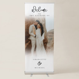 Bohemian Calligraphy Wedding Welcome Retractable Banner | Zazzle