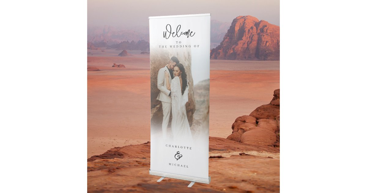 Bohemian Calligraphy Wedding Welcome Retractable Banner | Zazzle