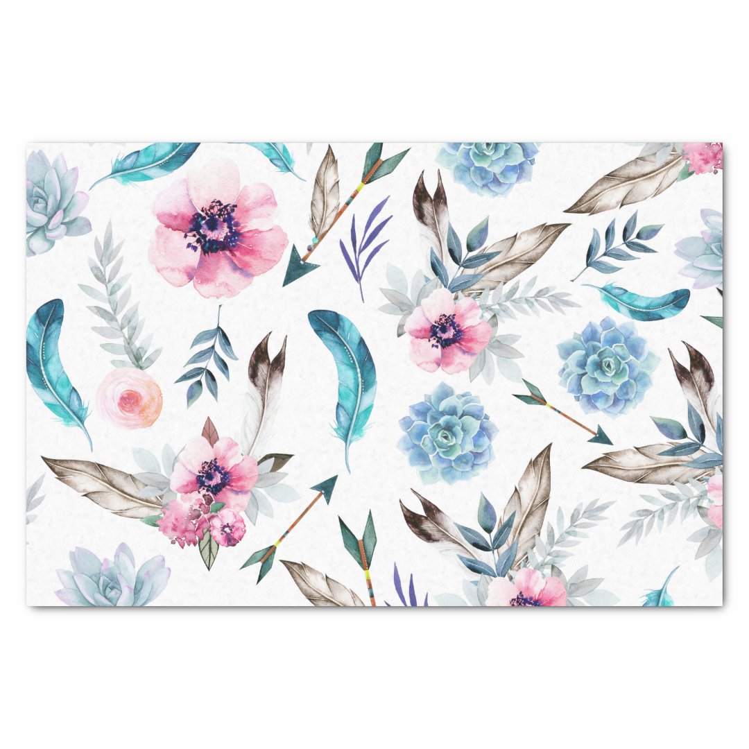 Bohemian Chic Floral Boho Girl Tissue Paper | Zazzle