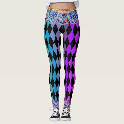 Bohemian Circus Jet Black Jester Leggings | Zazzle