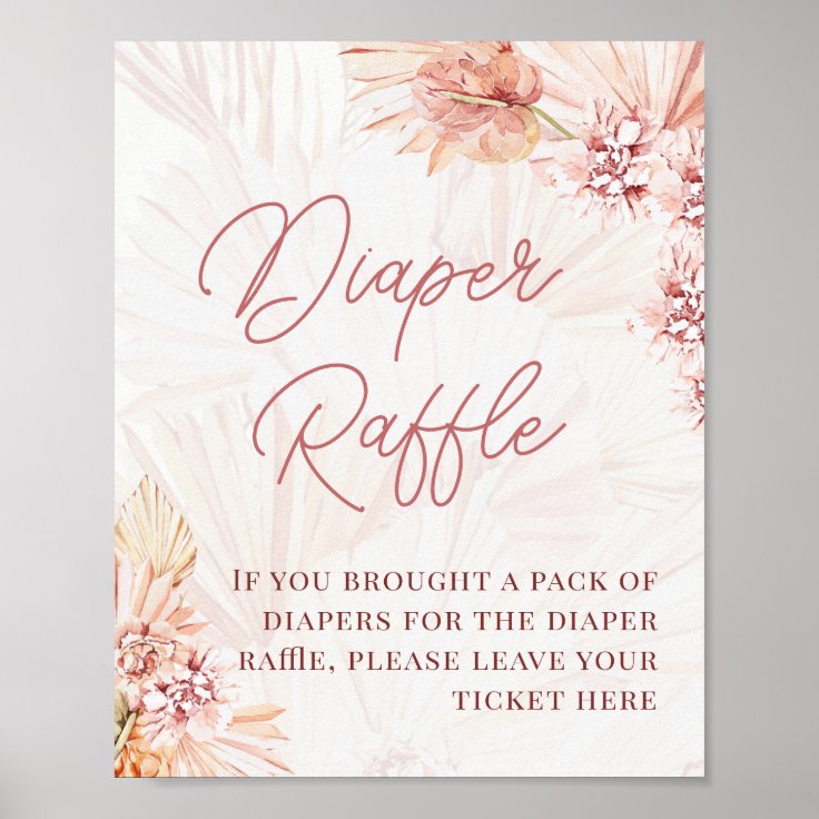 Bohemian Diaper Raffle Boho Baby Shower Sprinkle Poster | Zazzle