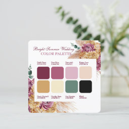 Bohemian Fall Burgundy Wedding Color Palette Card | Zazzle