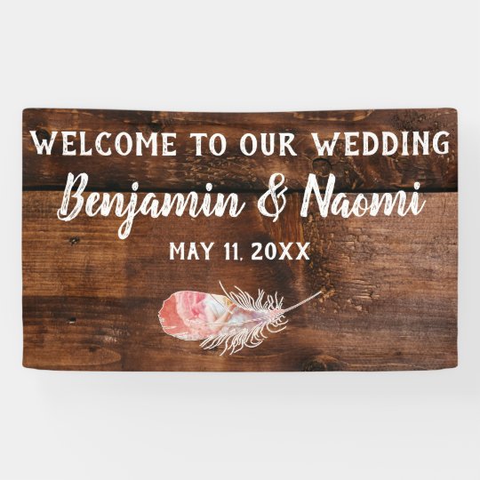 Bohemian Feathers Wedding Welcome Banner | Zazzle.com