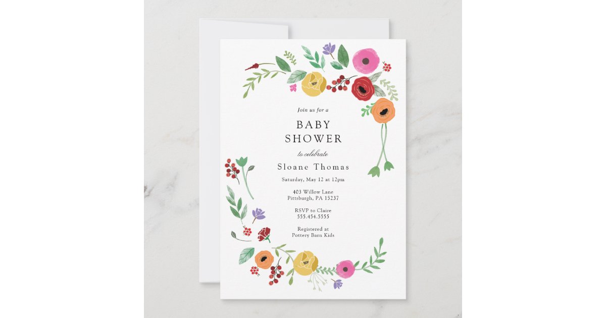 Bohemian Floral Bright Color Baby Shower Invitation | Zazzle