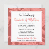 Bohemian Floral Coral Watermark Modern Wedding Invitation | Zazzle