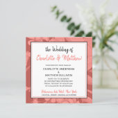 Bohemian Floral Coral Watermark Modern Wedding Invitation | Zazzle