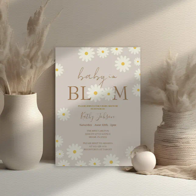 Bohemian Floral Daisy Baby in Bloom Shower Invitation | Zazzle