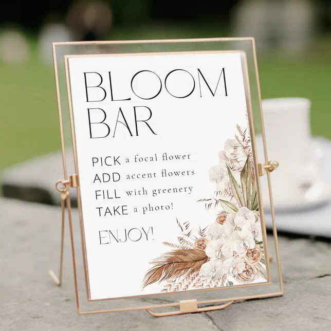 Bohemian Floral & Feathers Bloom Flower Bar Poster | Zazzle