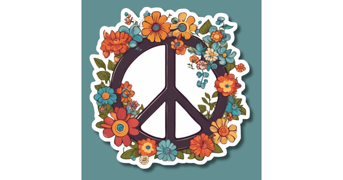 Bohemian Floral Peace Sign Waterproof Sticker | Zazzle