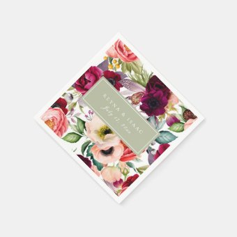 Bohemian Floral Print Paper Napkins | Zazzle