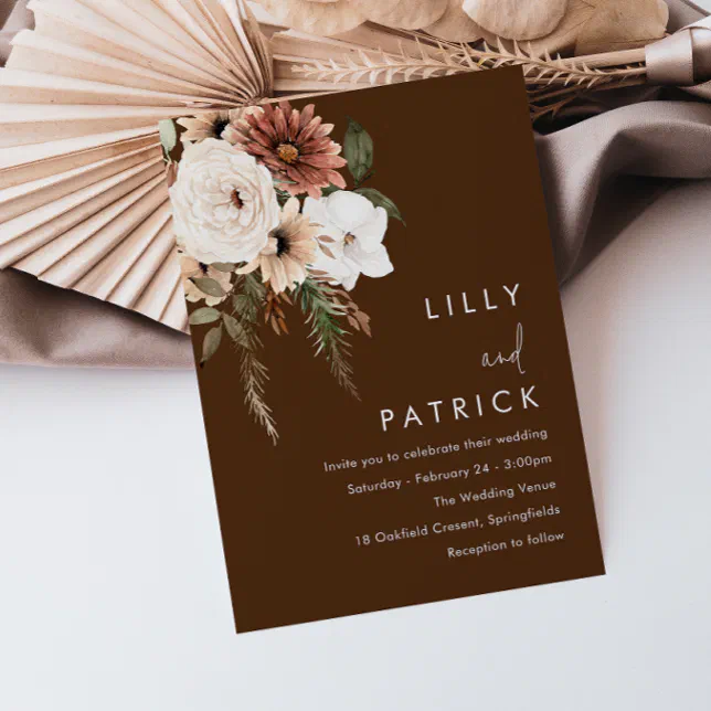 Bohemian Floral Summer & All Seasons Wedding Invitation | Zazzle