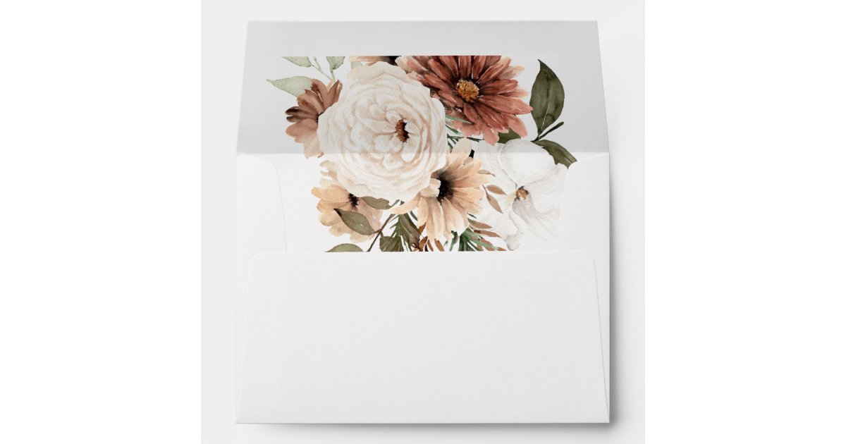 Bohemian Floral Terracotta Wedding Invitation Envelope | Zazzle