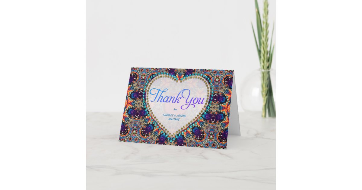 Bohemian Hippie Purple Blue Orange Thank You Cards | Zazzle