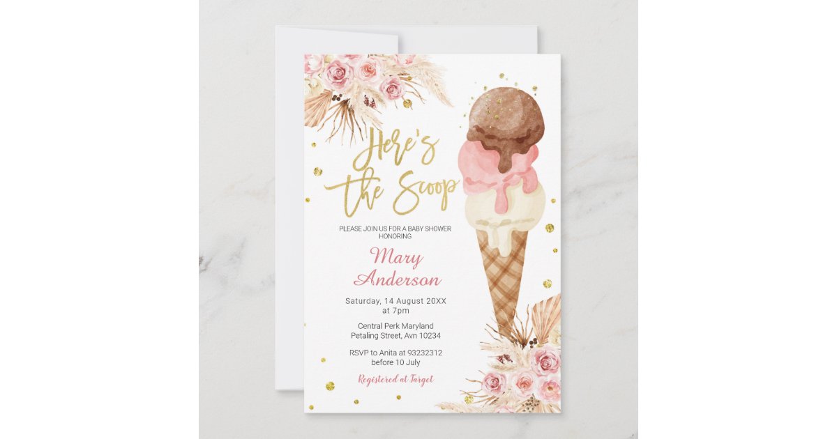 Bohemian Ice Cream Baby Shower Invitation | Zazzle
