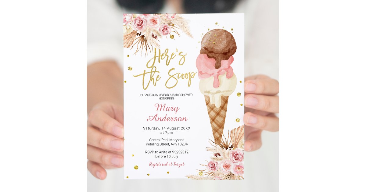 Bohemian Ice Cream Baby Shower Invitation | Zazzle