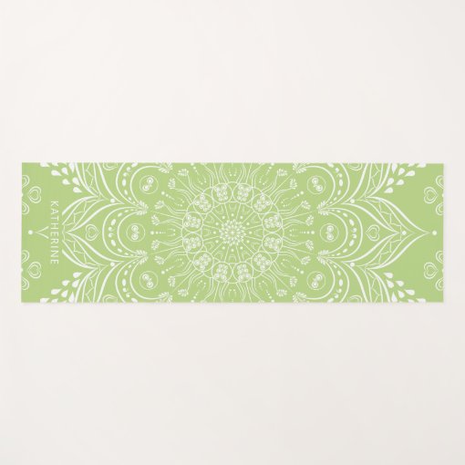 Bohemian Lime Green Beautiful Mandala Yoga Mat | Zazzle
