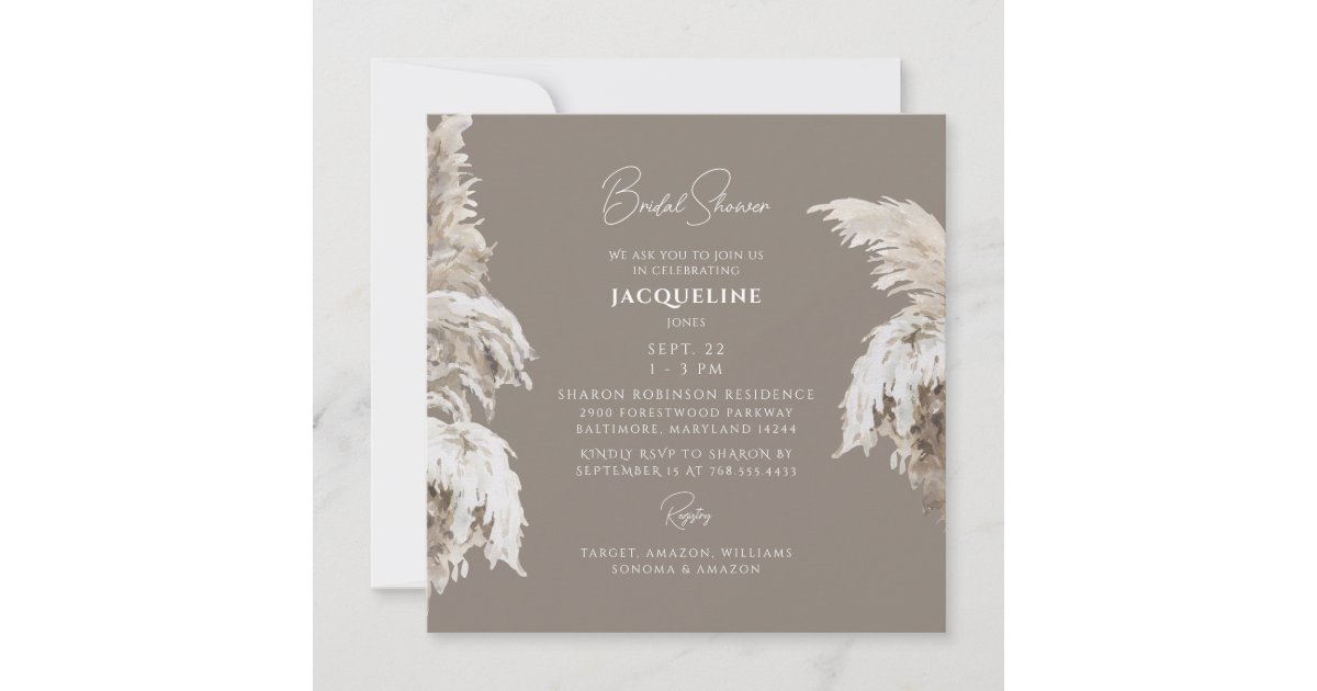 Bohemian Lush Boho Neutral Square Bridal Shower Invitation | Zazzle