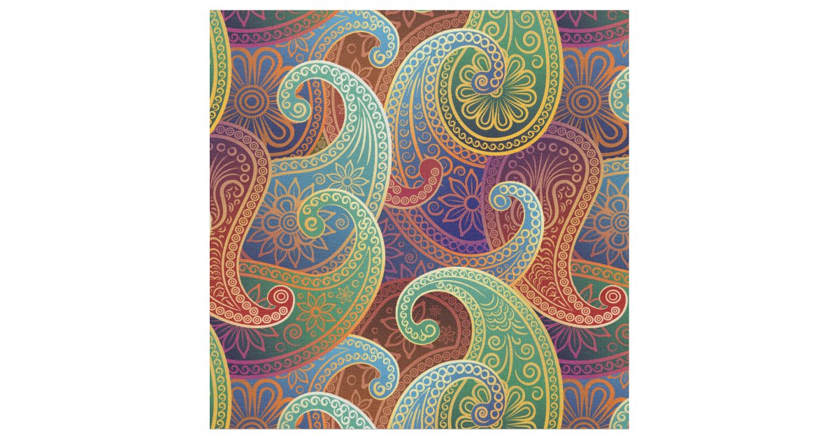 Bohemian Paisley Timeless Pattern Fabric | Zazzle