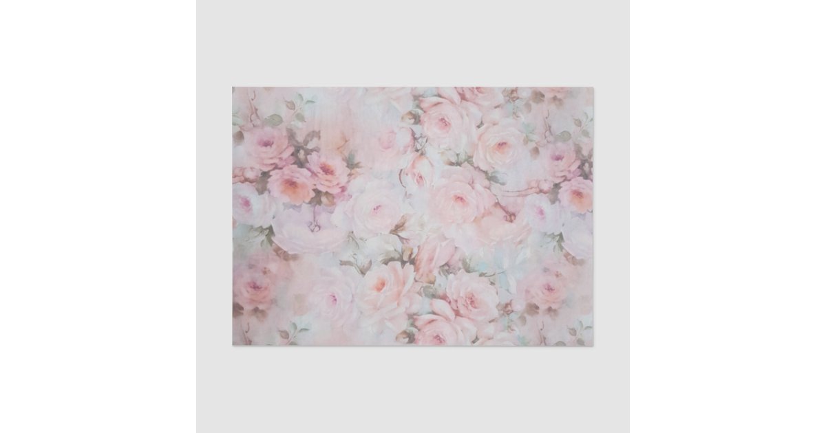Bohemian pink teal vintage floral pattern tissue paper | Zazzle