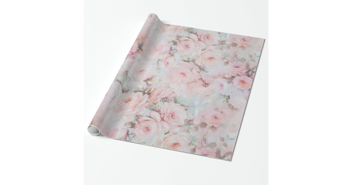 Bohemian pink teal vintage floral pattern wrapping paper | Zazzle