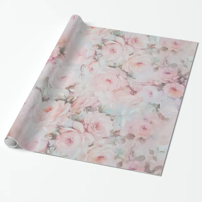 Bohemian pink teal vintage floral pattern wrapping paper | Zazzle