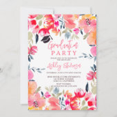 Bohemian pink watercolor flowers graduation invitation | Zazzle