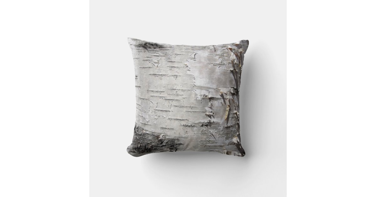 bohemian rustic country chic tree bark white birch throw pillow | Zazzle