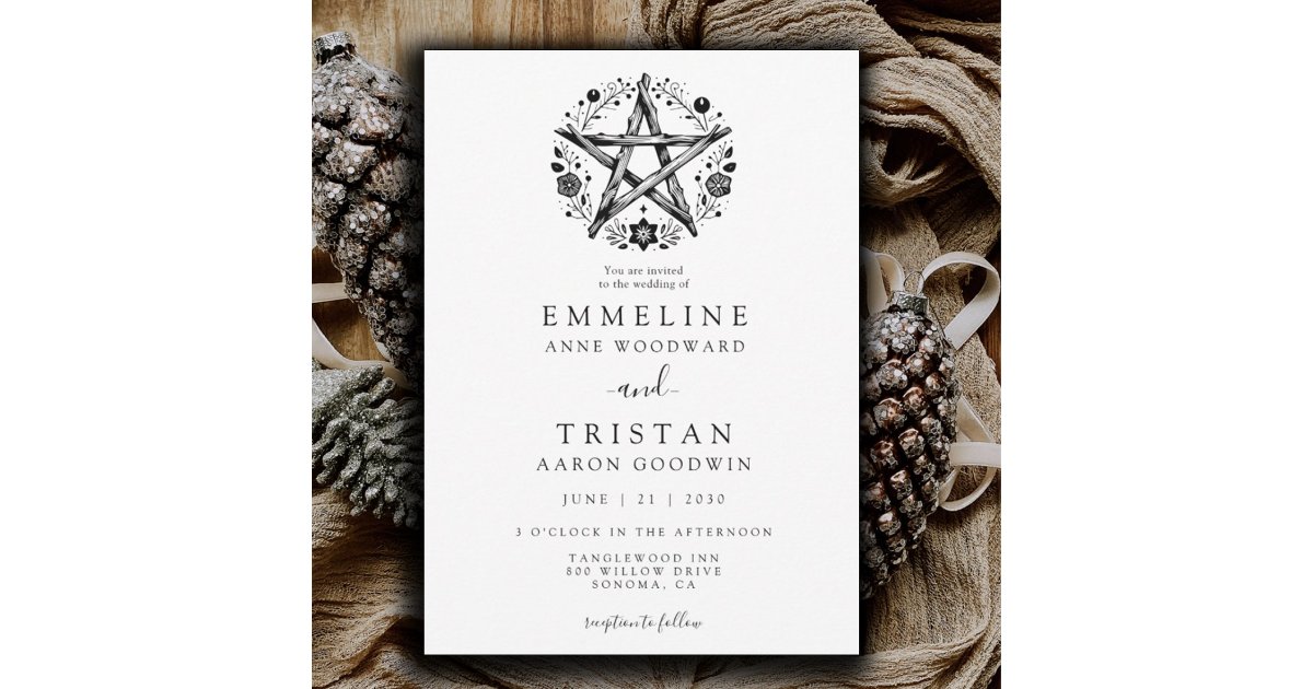 Bohemian Rustic Nature Pagan Wicca Wedding Invitation | Zazzle