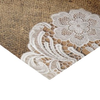bohemian rustic western country burlap and lace tissue paper | Zazzle