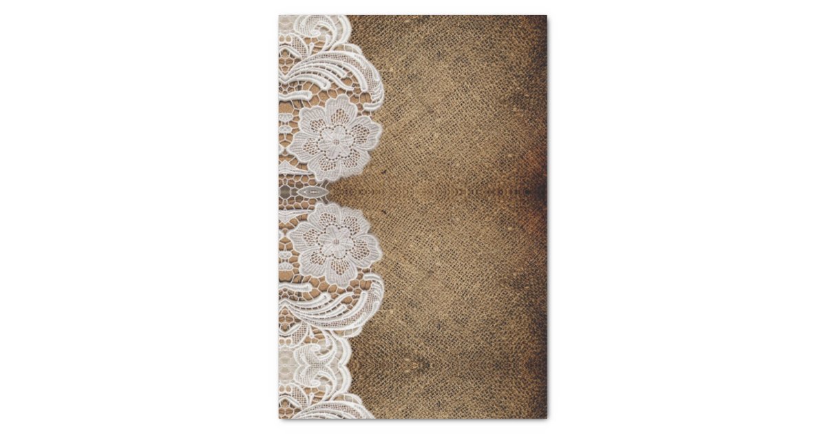 bohemian rustic western country burlap and lace tissue paper | Zazzle