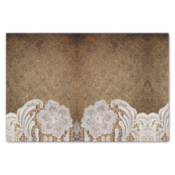 bohemian rustic western country burlap and lace tissue paper | Zazzle