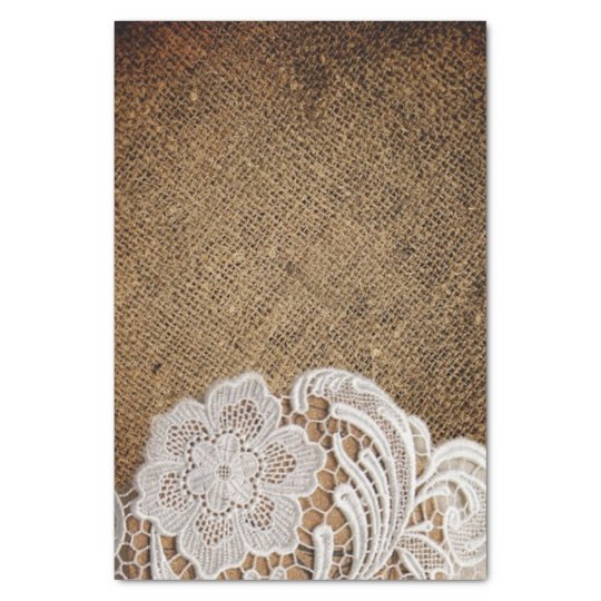 bohemian rustic western country burlap and lace tissue paper | Zazzle.com