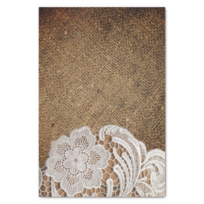 bohemian rustic western country burlap and lace tissue paper | Zazzle.com