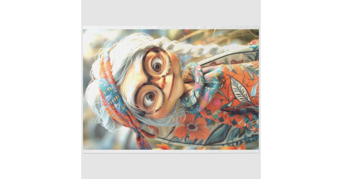 Bohemian Sage Grandma Hippie Decoupage Tissue Paper | Zazzle
