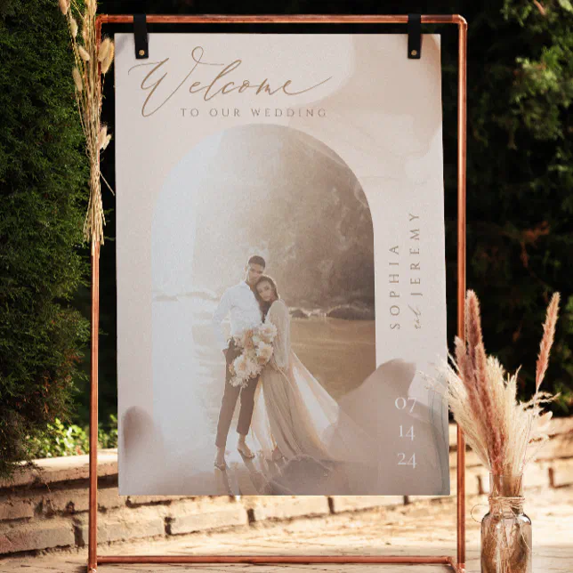 Bohemian Soft Natural Photo Arch Wedding Welcome Foam Board | Zazzle