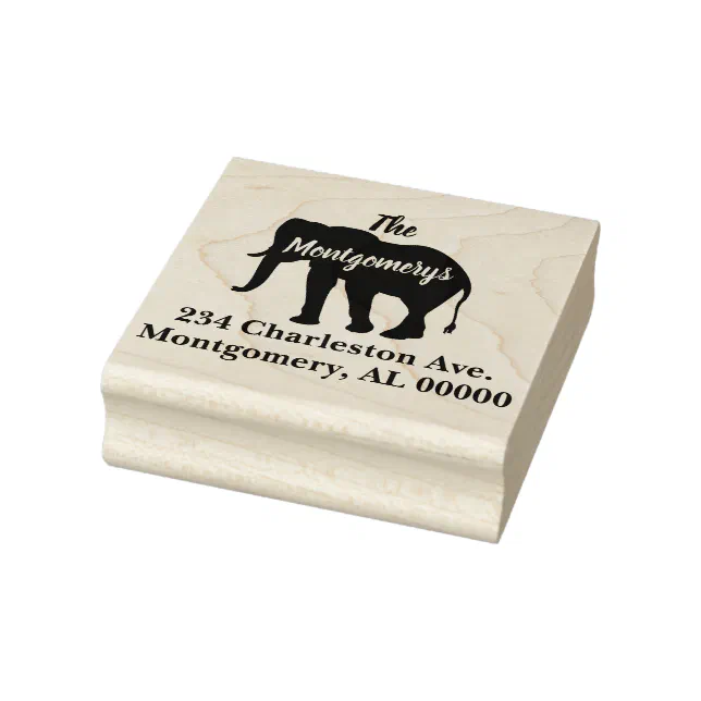 Bohemian Style Elephant Silhouette Family Address Rubber Stamp | Zazzle