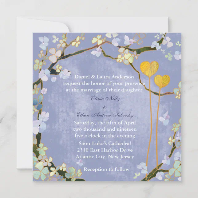 Bohemian Style Powder Blue Wedding Invitation | Zazzle