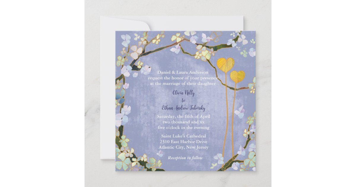 Bohemian Style Powder Blue Wedding Invitation | Zazzle