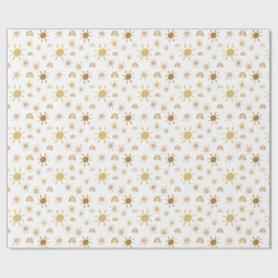 Bohemian Sunshine and Rainbows in Yellow Wrapping Paper | Zazzle