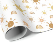 Bohemian Sunshine and Rainbows in Yellow Wrapping Paper | Zazzle